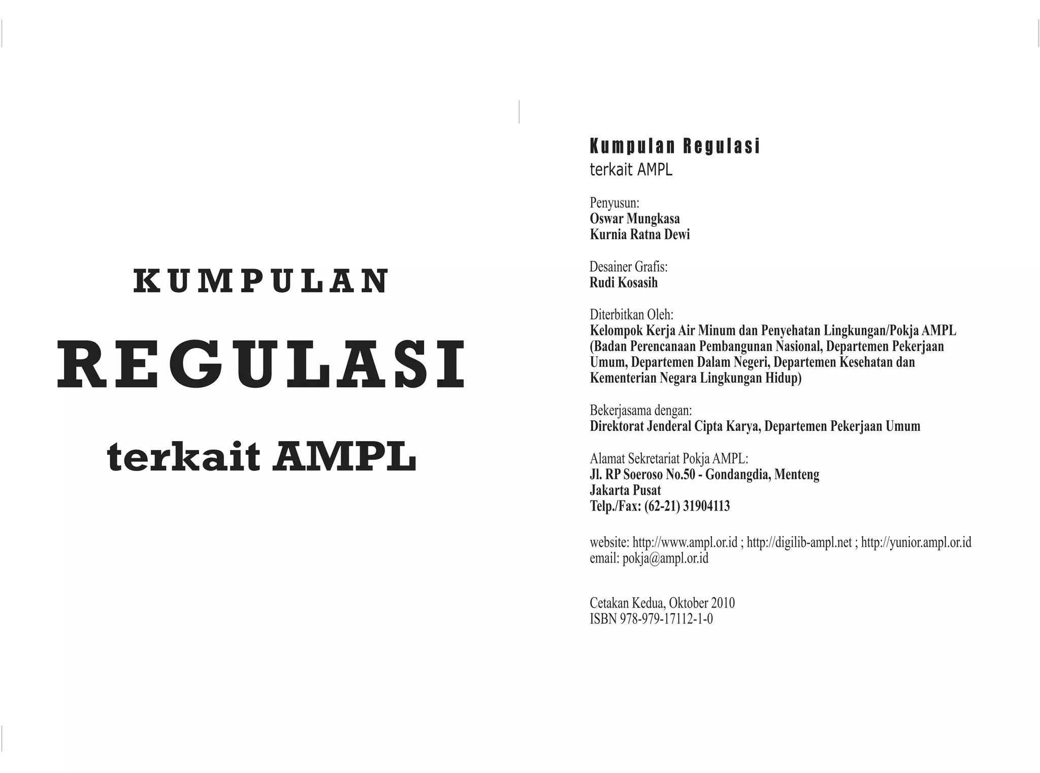 Kumpulan Regulasi terkait Air Minum dan Penyehatan Lingkungan (AMPL) | PDF