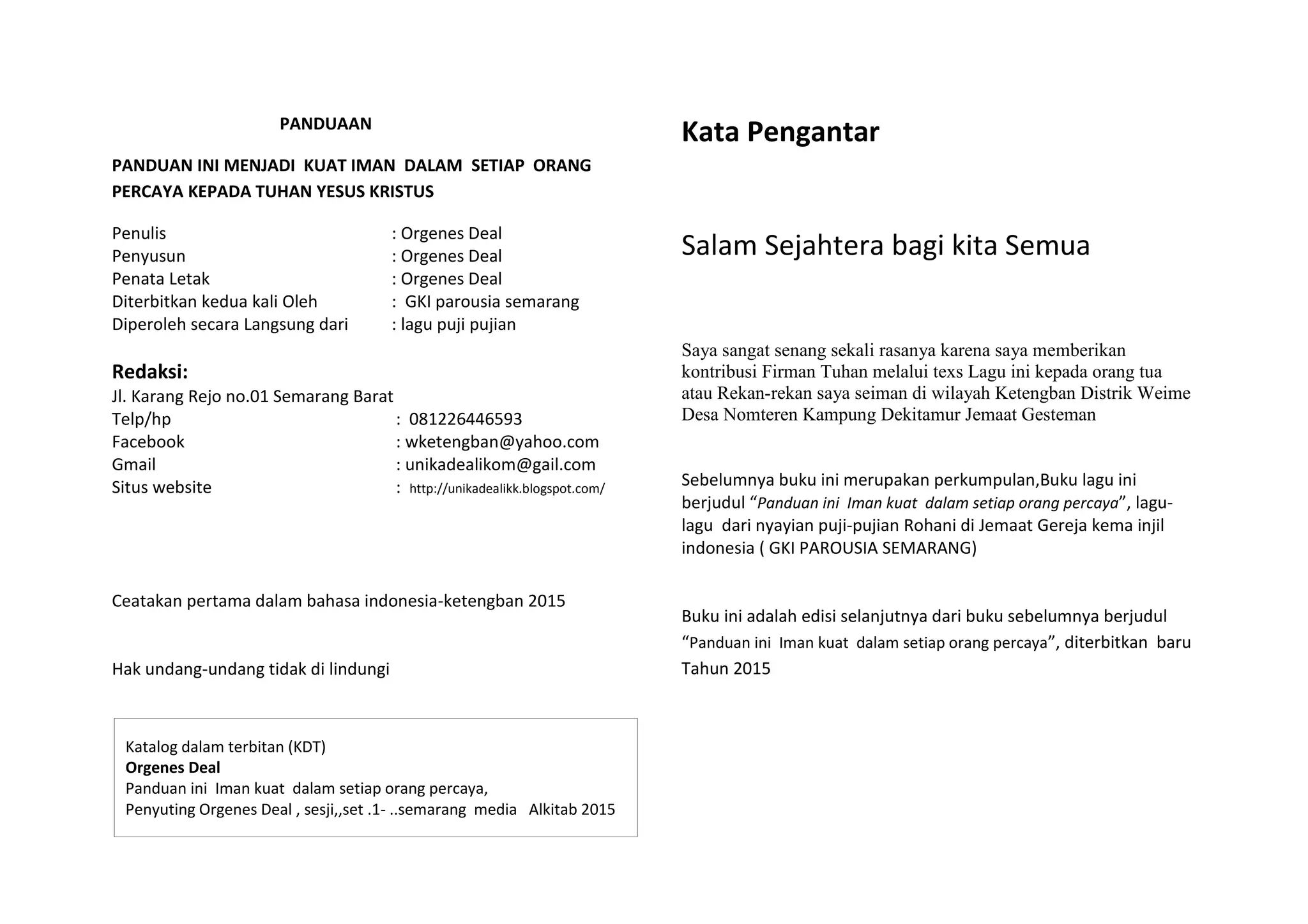 Buku lagu rohani 2015 | DOCX