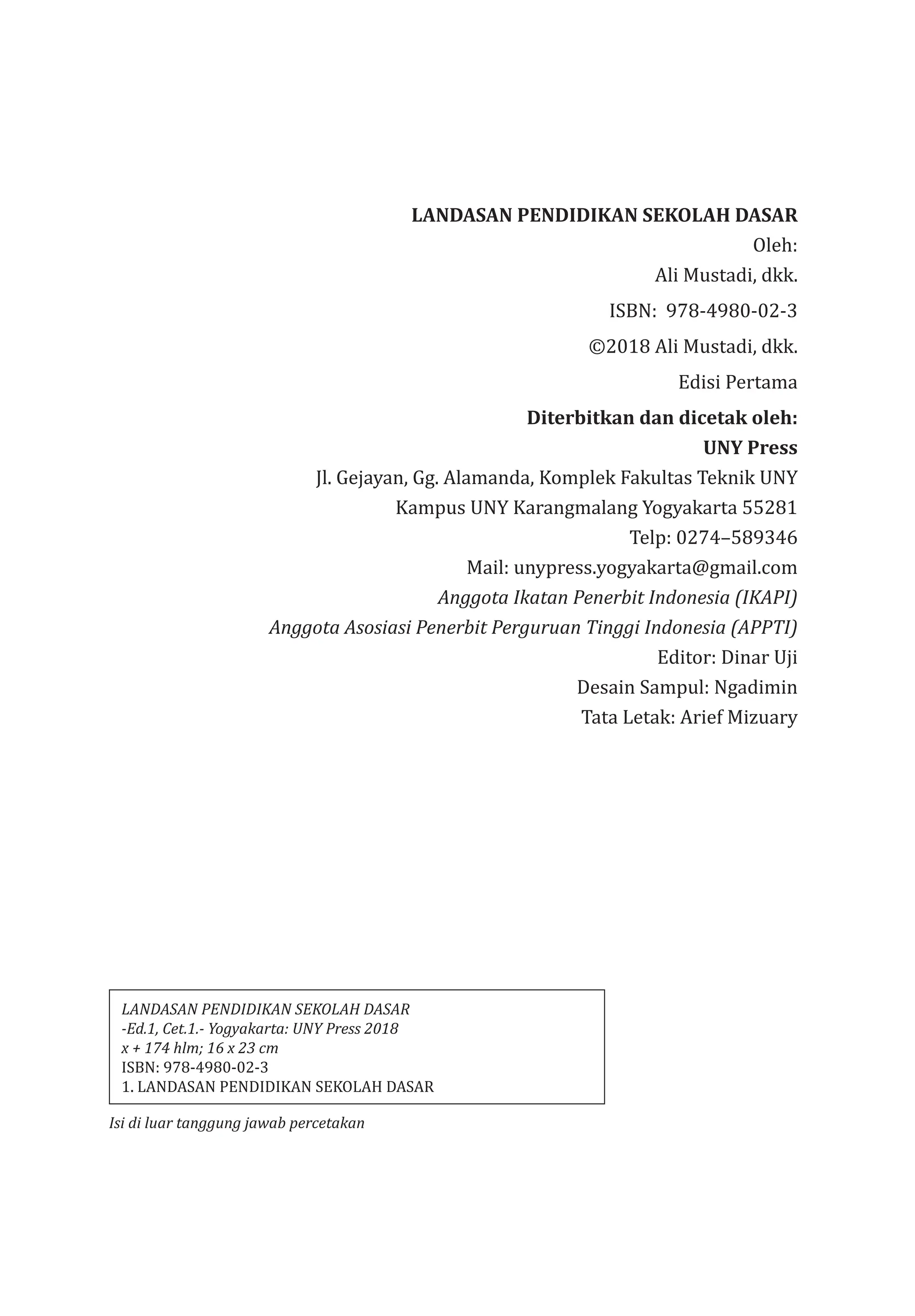 Buku Landasan Pendidikan Sekolah Dasar_UNY Press.pdf