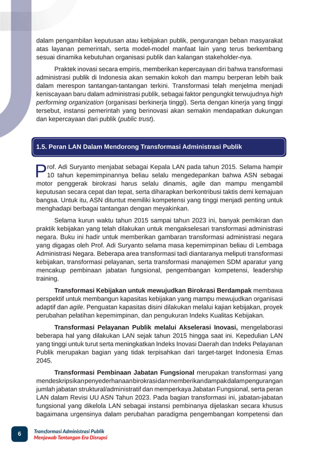 Transformasi Administrasi Publik Menjawab Tantangan Era Disrupsi | PDF