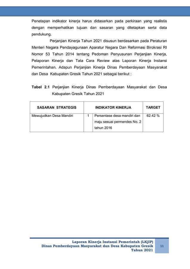 Laporan Kinerja Instansi Pemerintah kabupaten | PDF