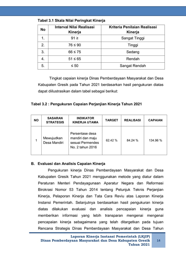 Laporan Kinerja Instansi Pemerintah kabupaten | PDF