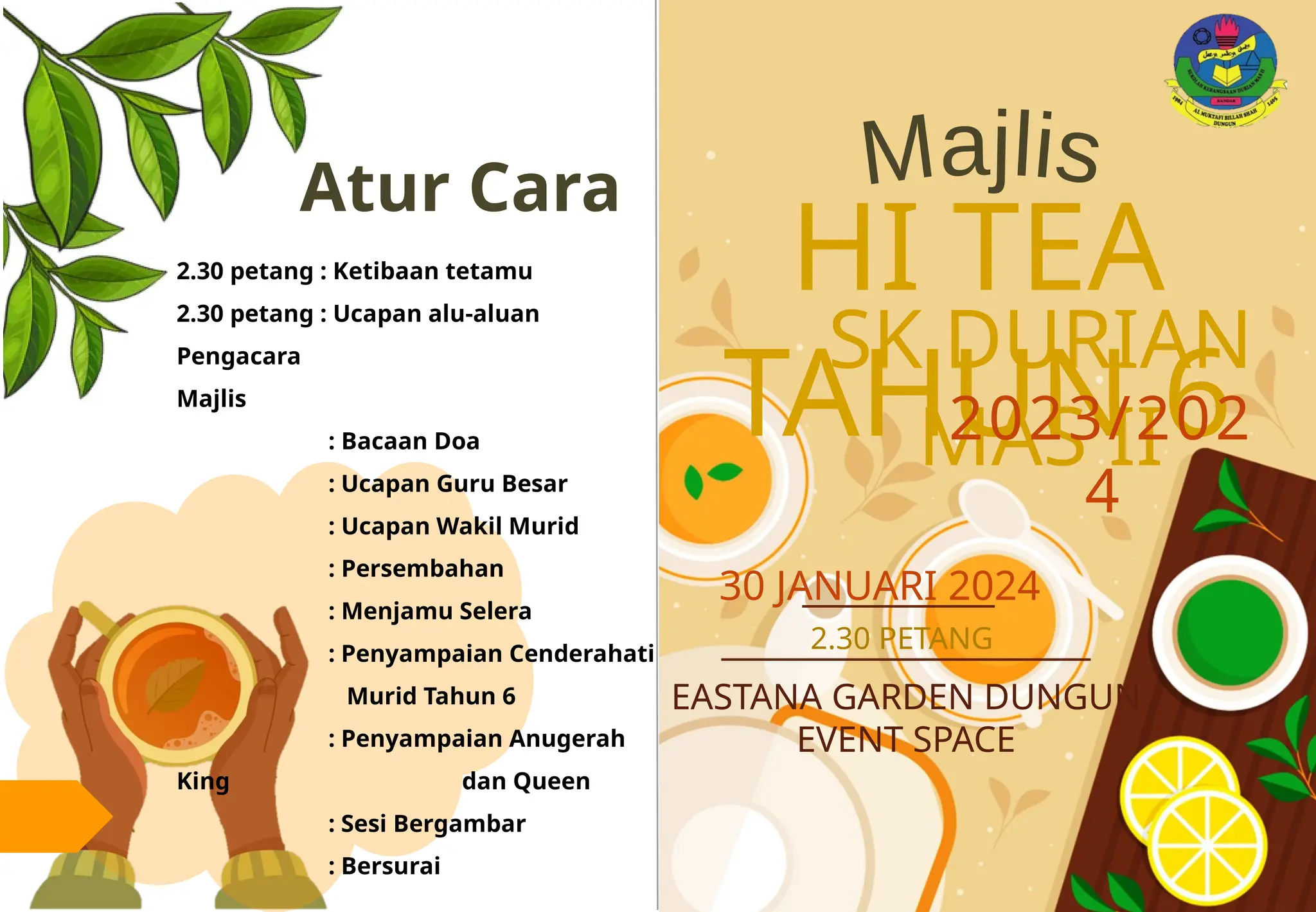 BUKU program MAJLIS HI-TEA TAHUN 6 peringkat sekolah | PPTX