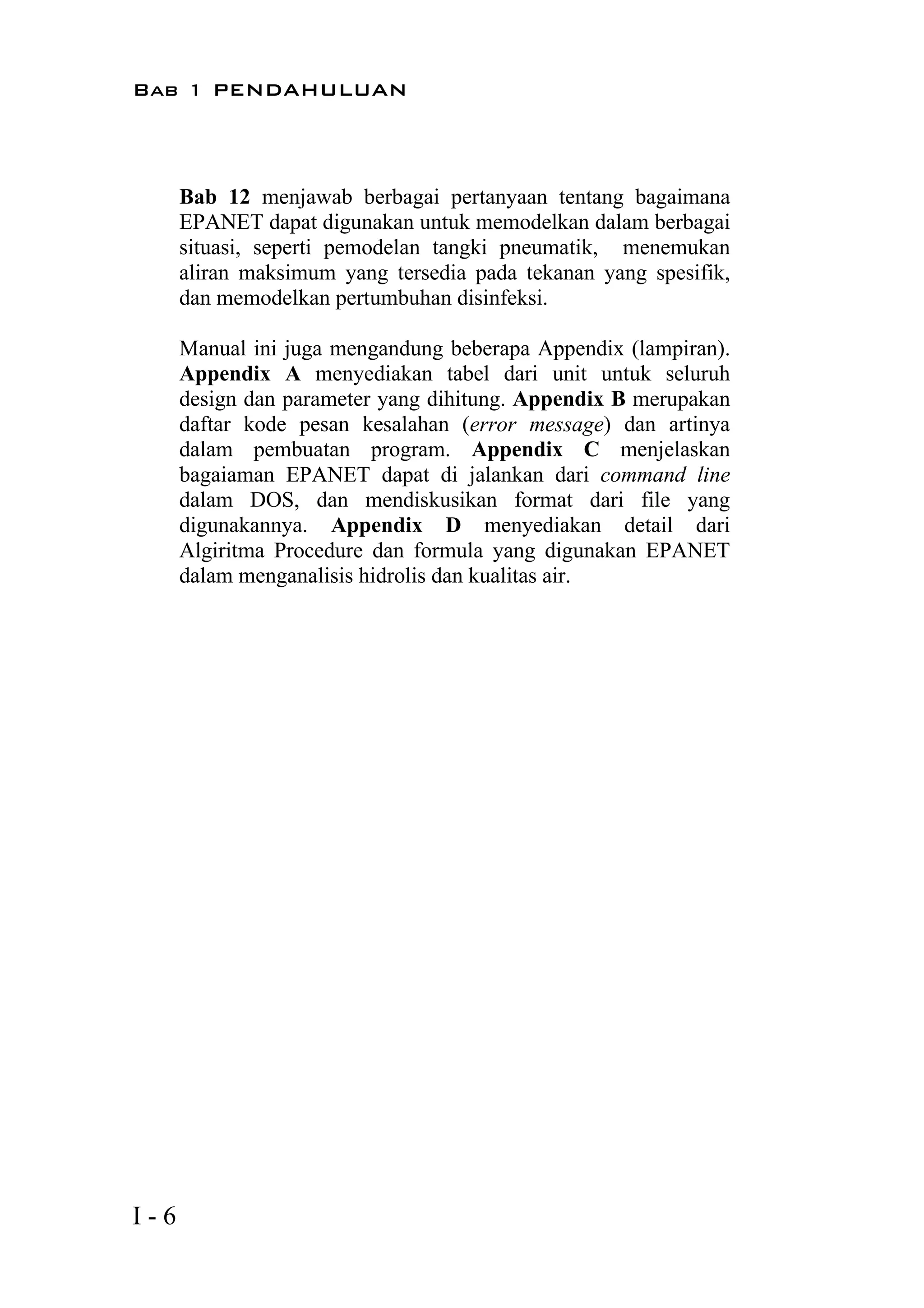 Buku Manual Program EPANET Versi Bahasa Indonesia | PDF