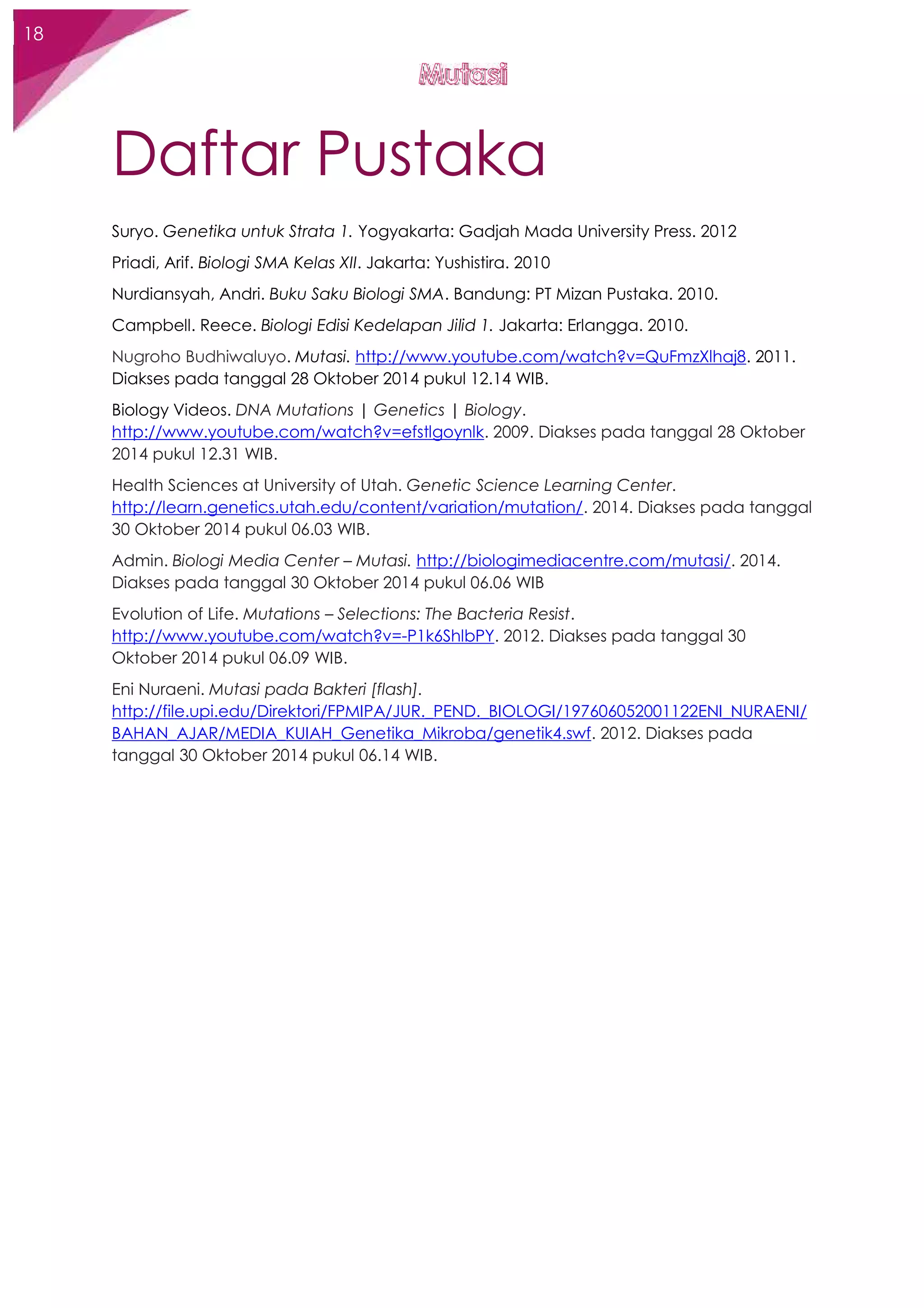 ebook Mutasi - Biologi | PDF