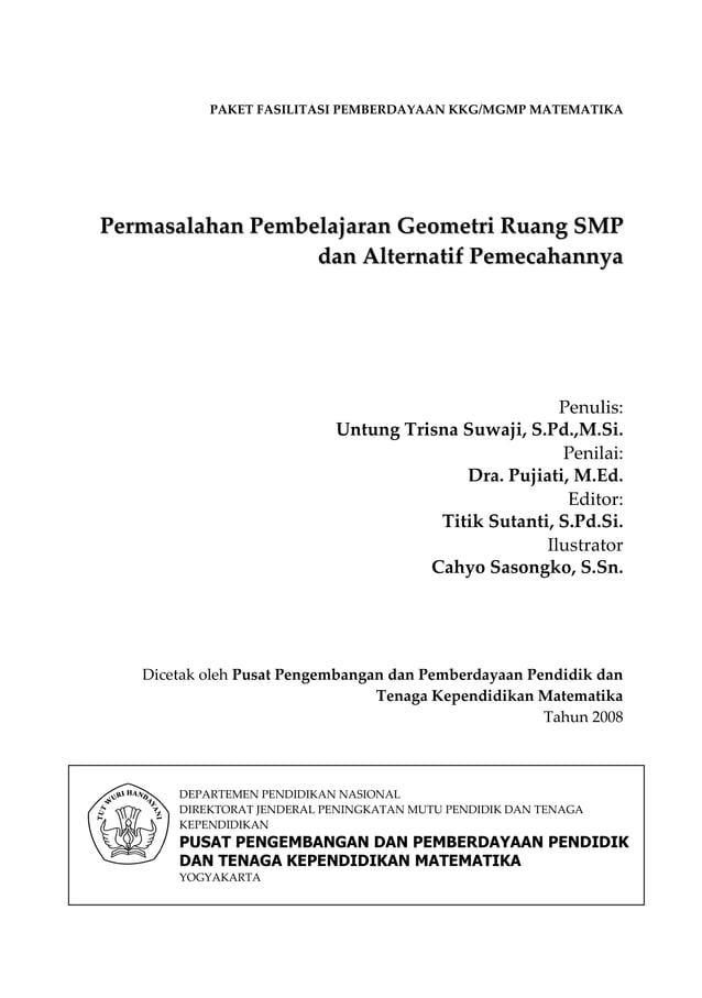 Buku panduan belajar permasalahan pembelajaram-geometri-ruang-smp | PDF