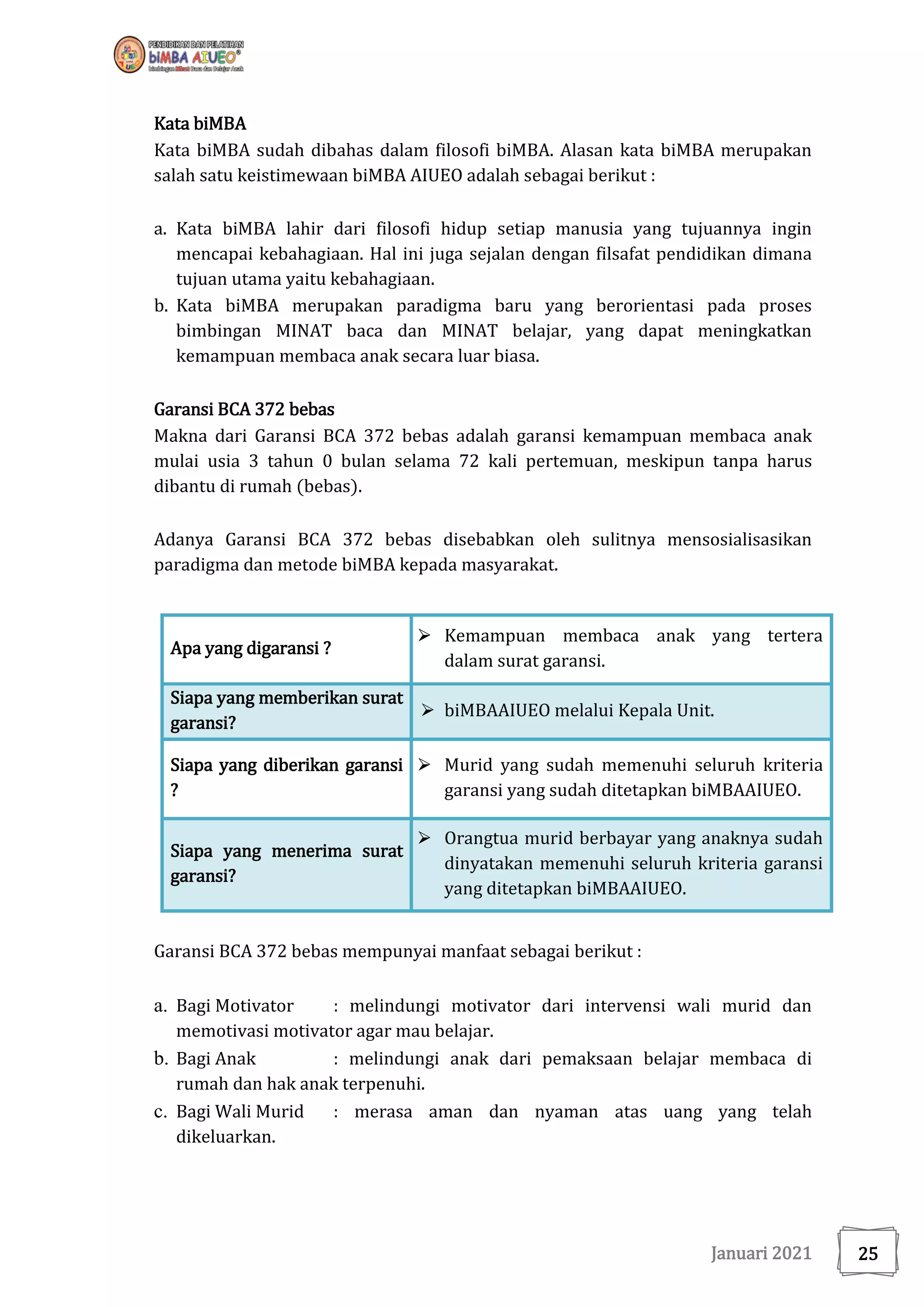 Buku Panduan biMBA AIUEO (Januari 2021) | PDF