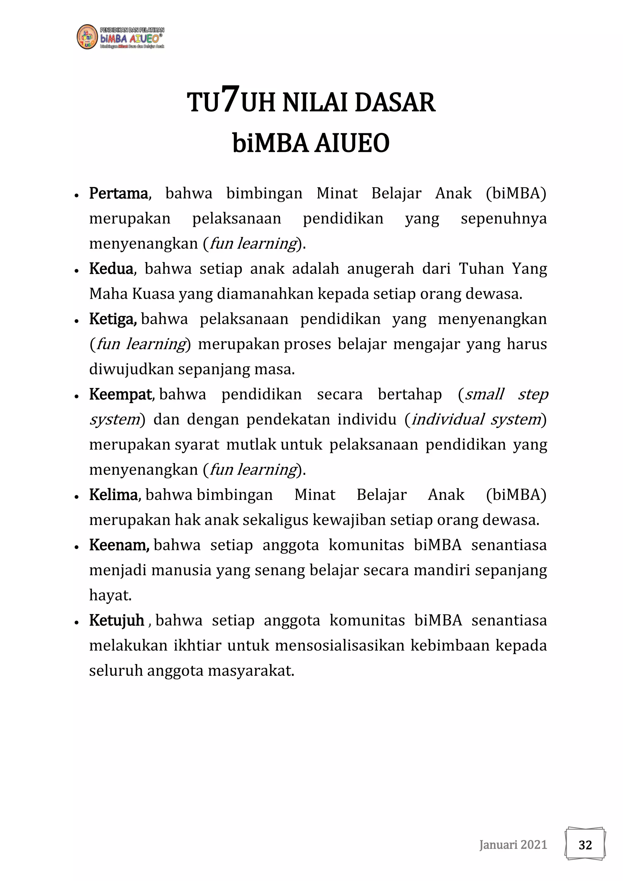 Buku Panduan biMBA AIUEO (Januari 2021) | PDF