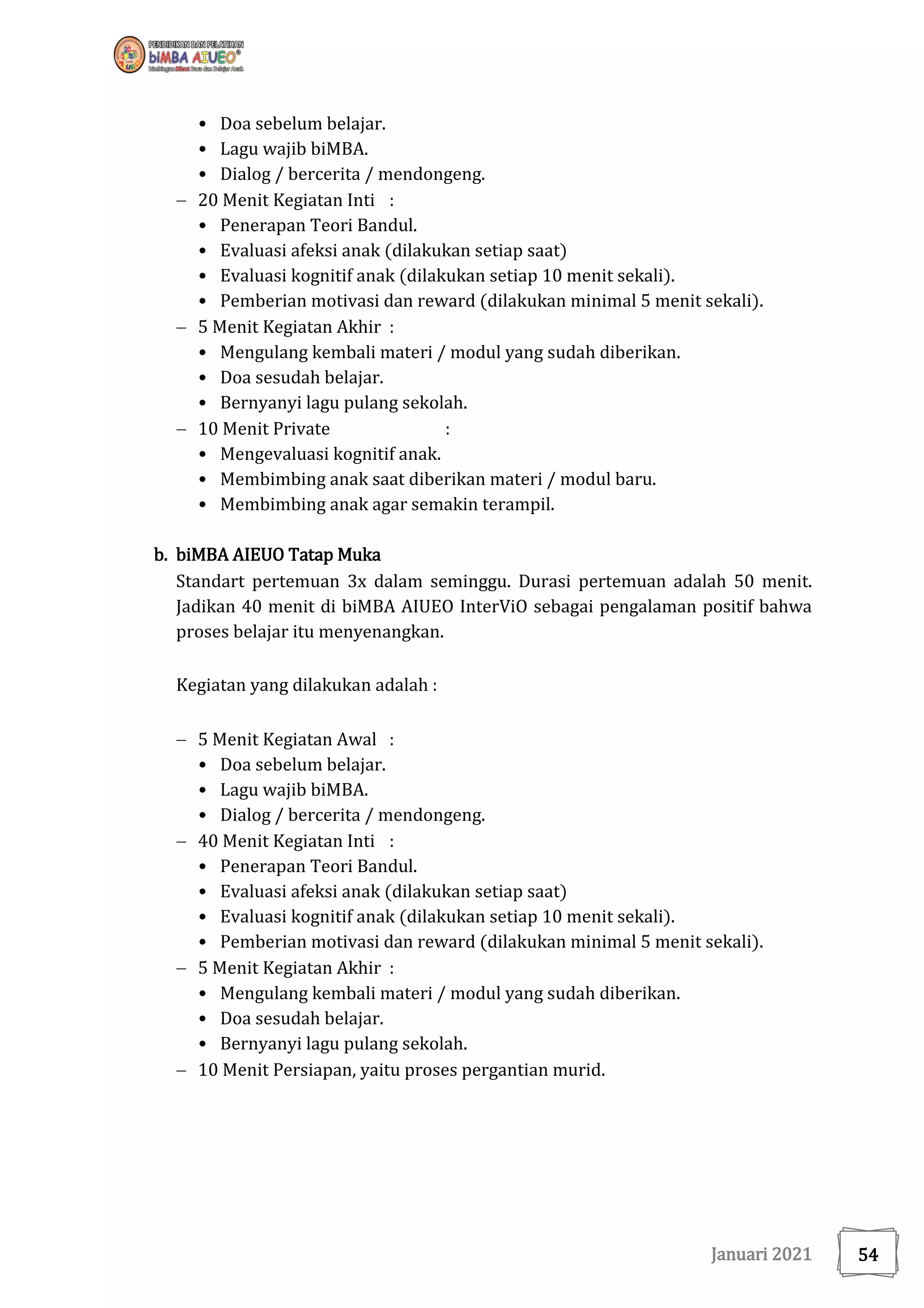 Buku Panduan biMBA AIUEO (Januari 2021) | PDF