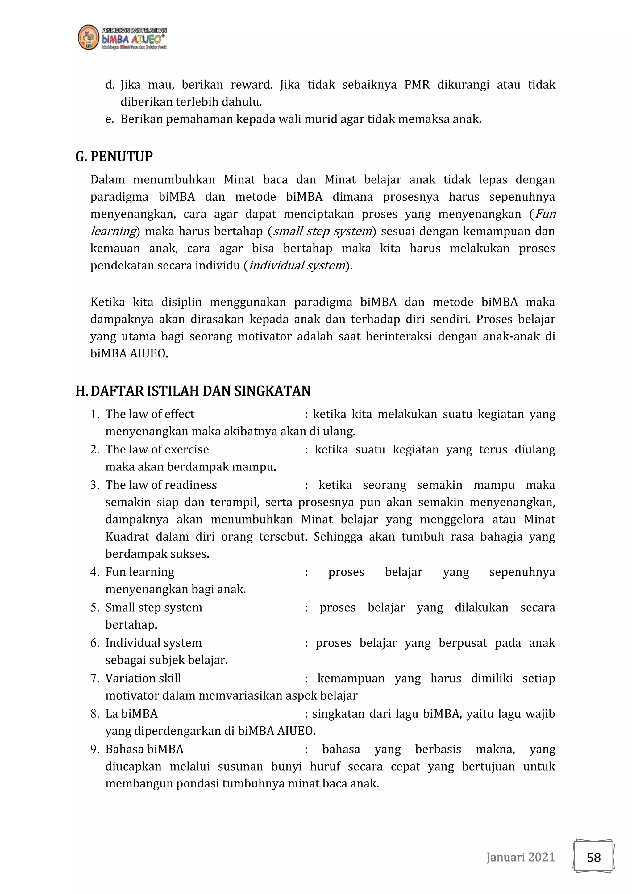 Buku Panduan biMBA AIUEO (Januari 2021) | PDF