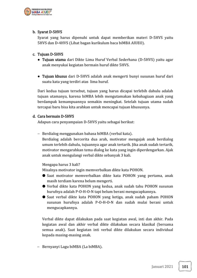 Buku Panduan biMBA AIUEO (Januari 2021) | PDF