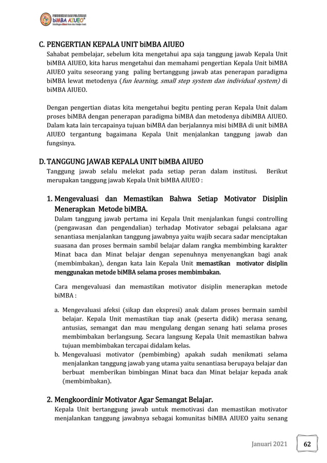 Buku Panduan biMBA AIUEO (Januari 2021) | PDF