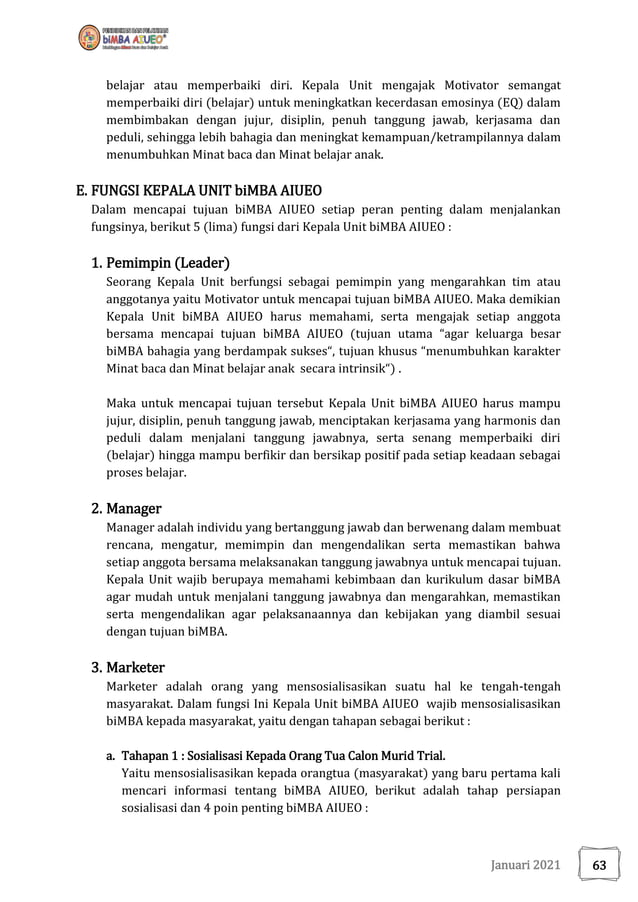 Buku Panduan biMBA AIUEO (Januari 2021) | PDF