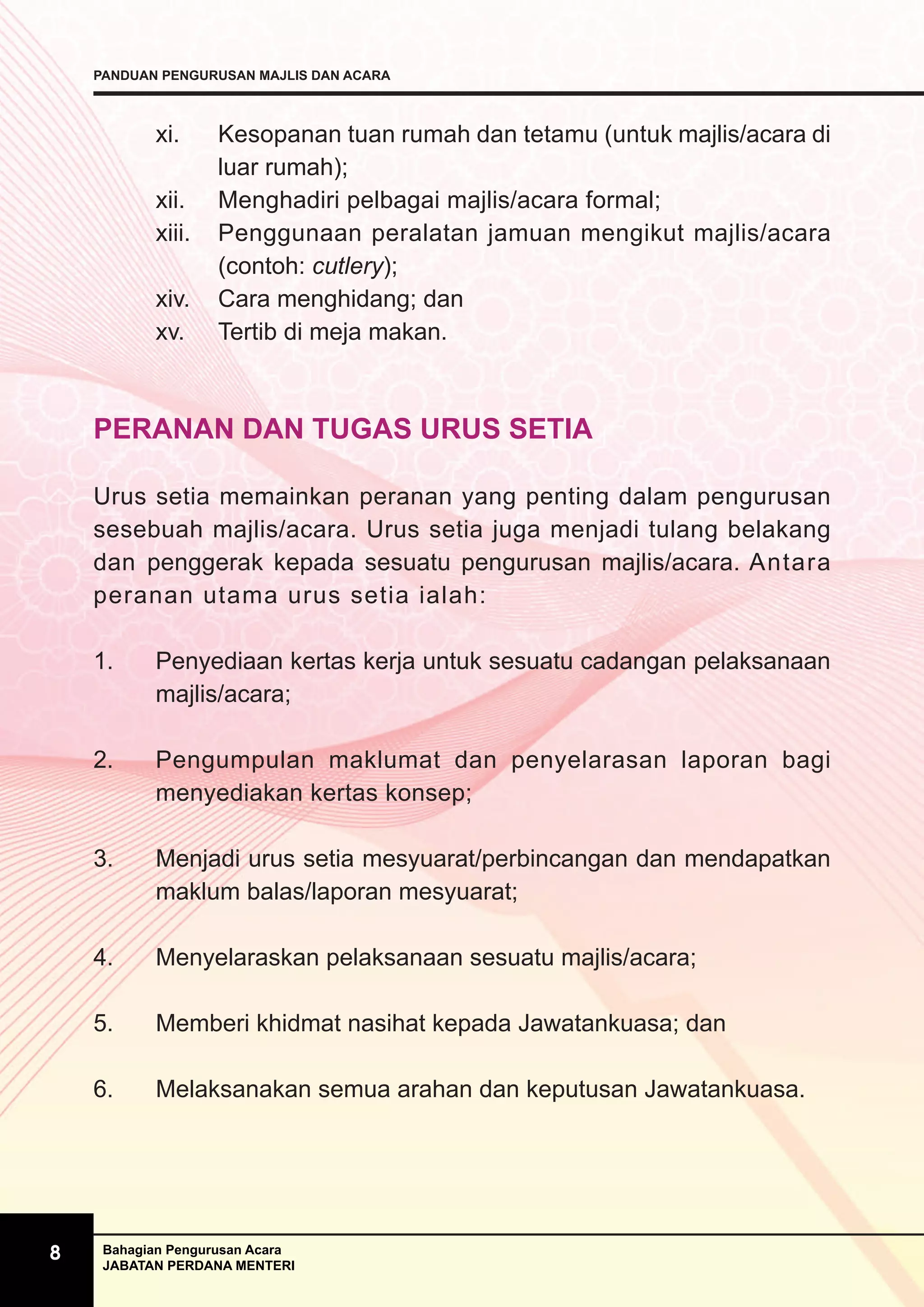Panduan Pengurusan Majlis Rasmi | PDF