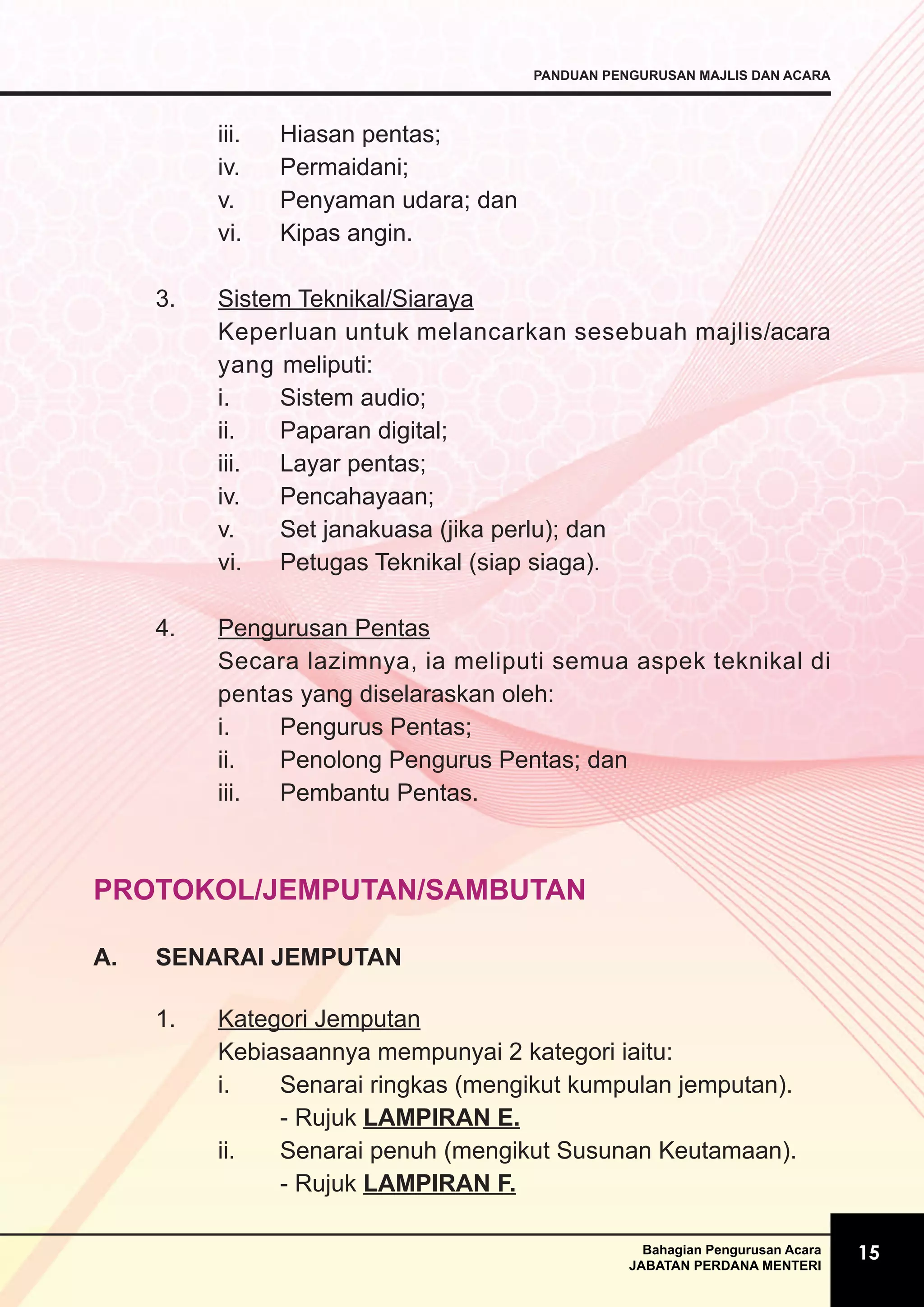 Panduan Pengurusan Majlis Rasmi | PDF