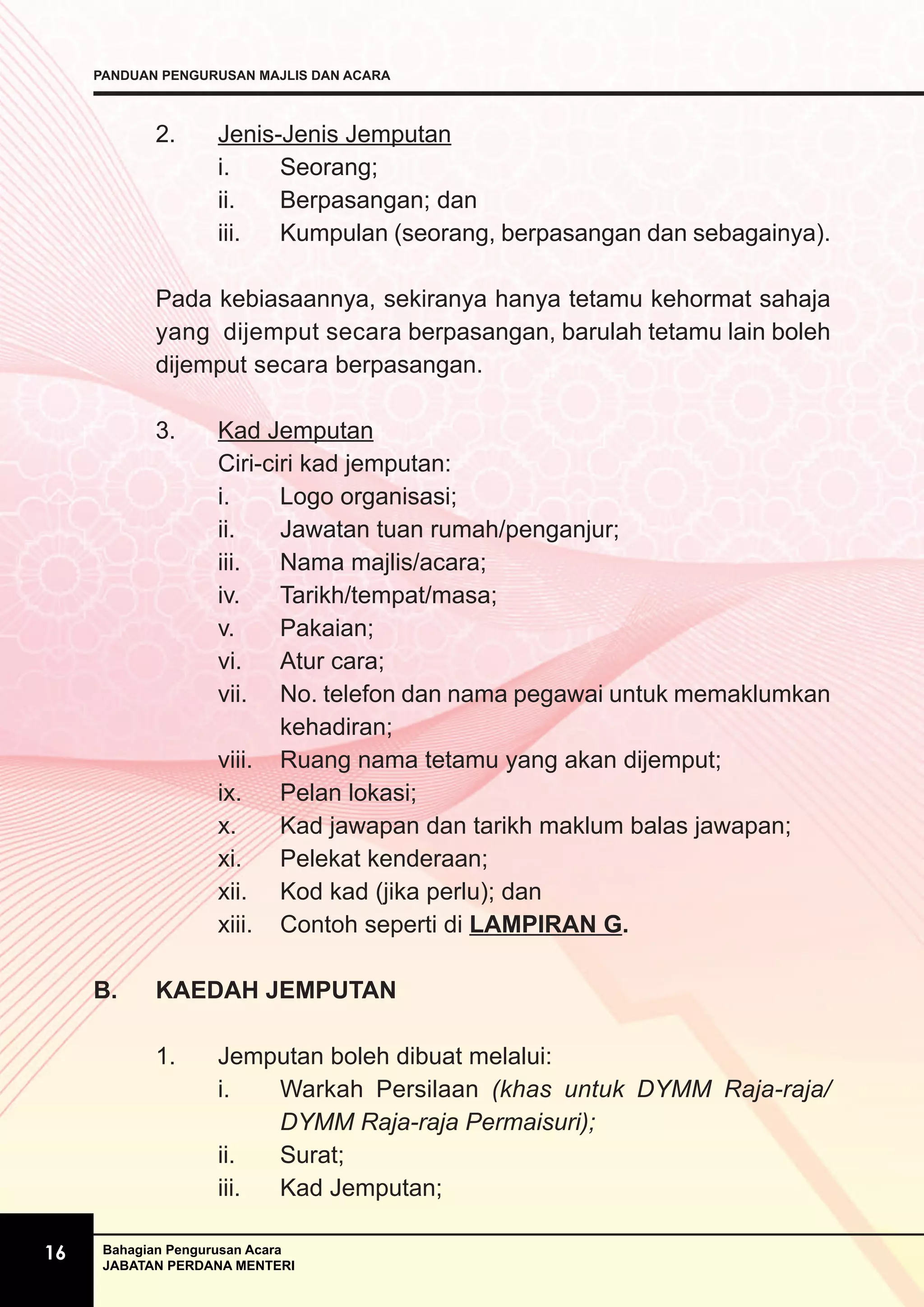 Panduan Pengurusan Majlis Rasmi | PDF