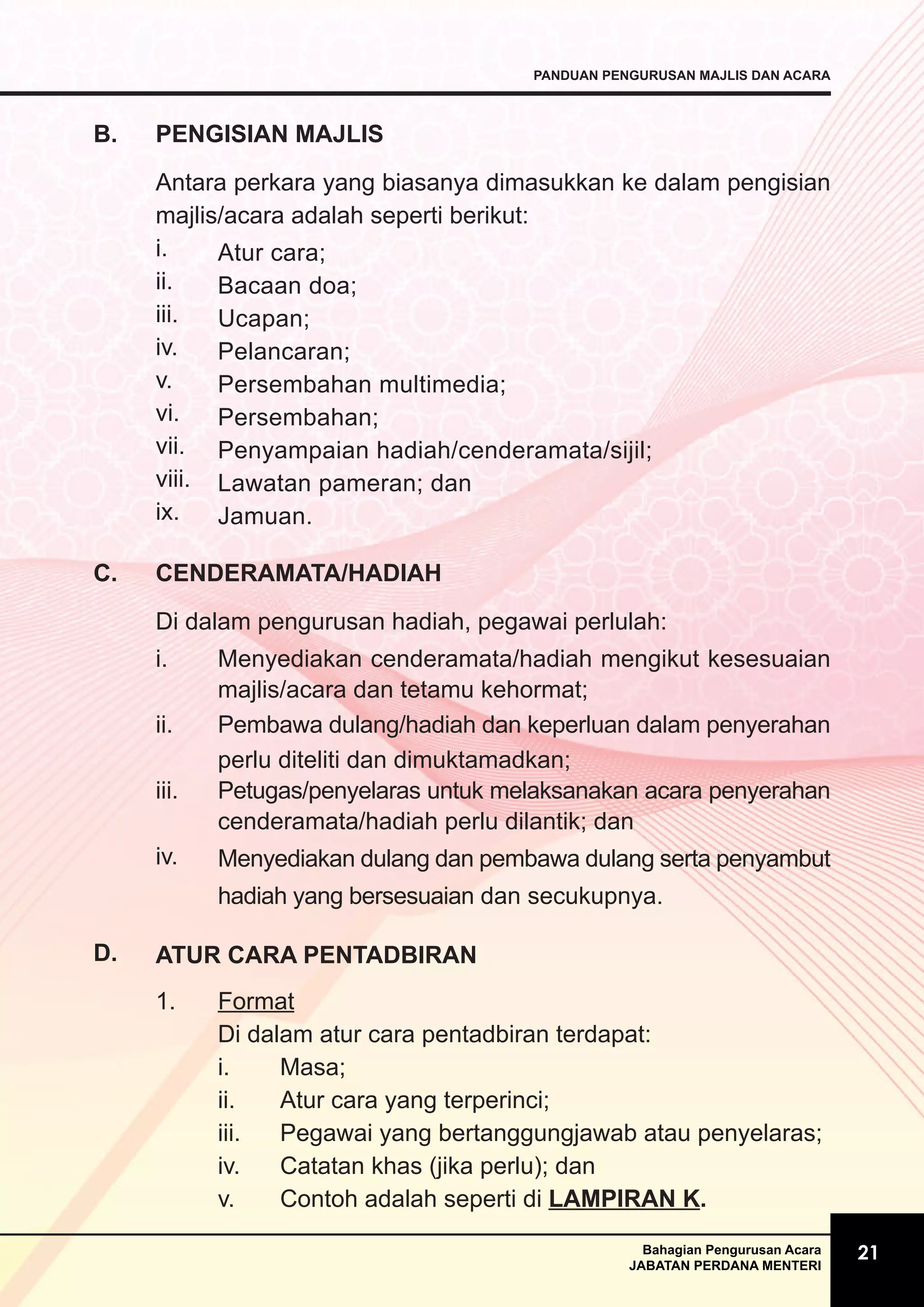 Panduan Pengurusan Majlis Rasmi | PDF