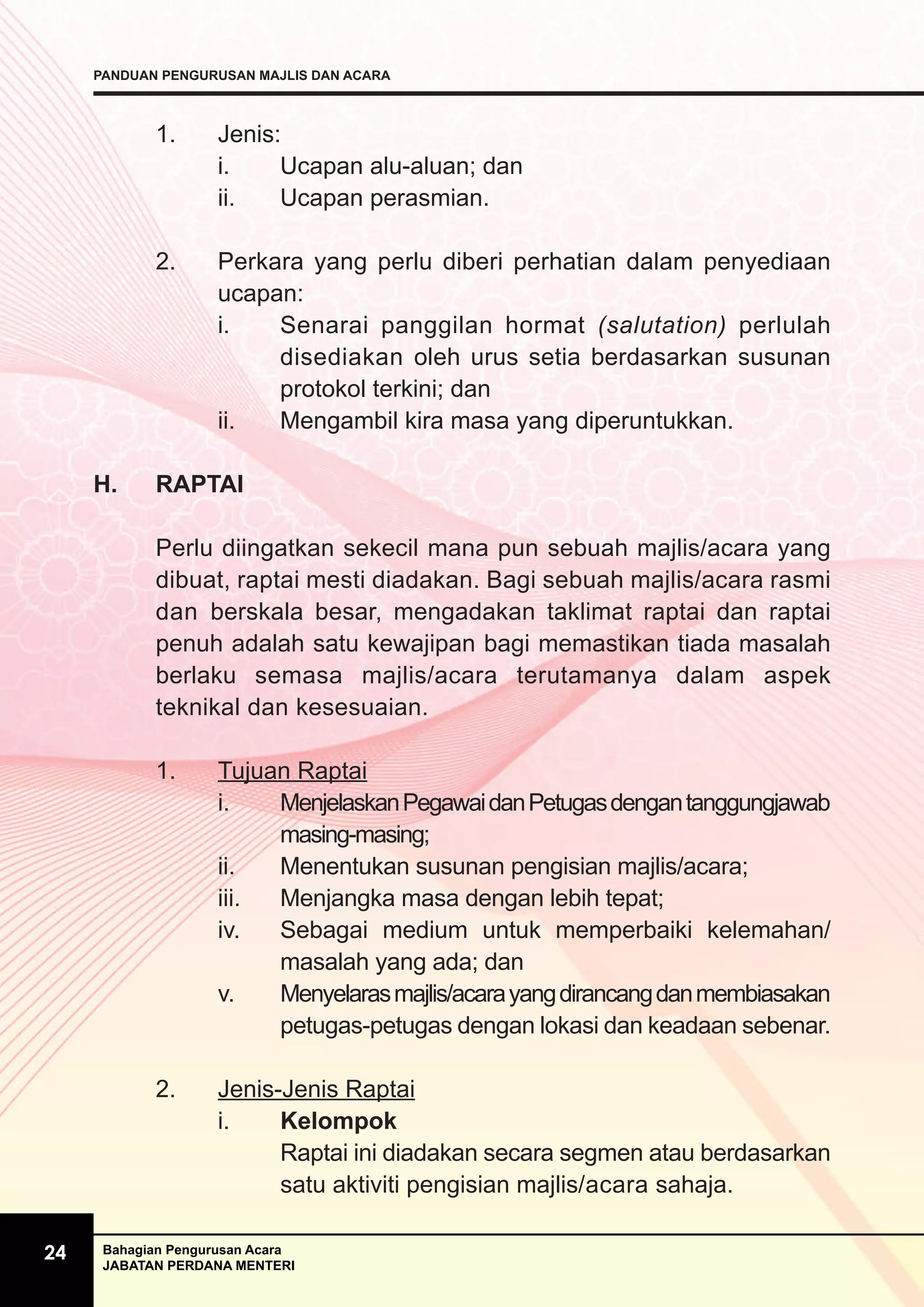 Panduan Pengurusan Majlis Rasmi | PDF