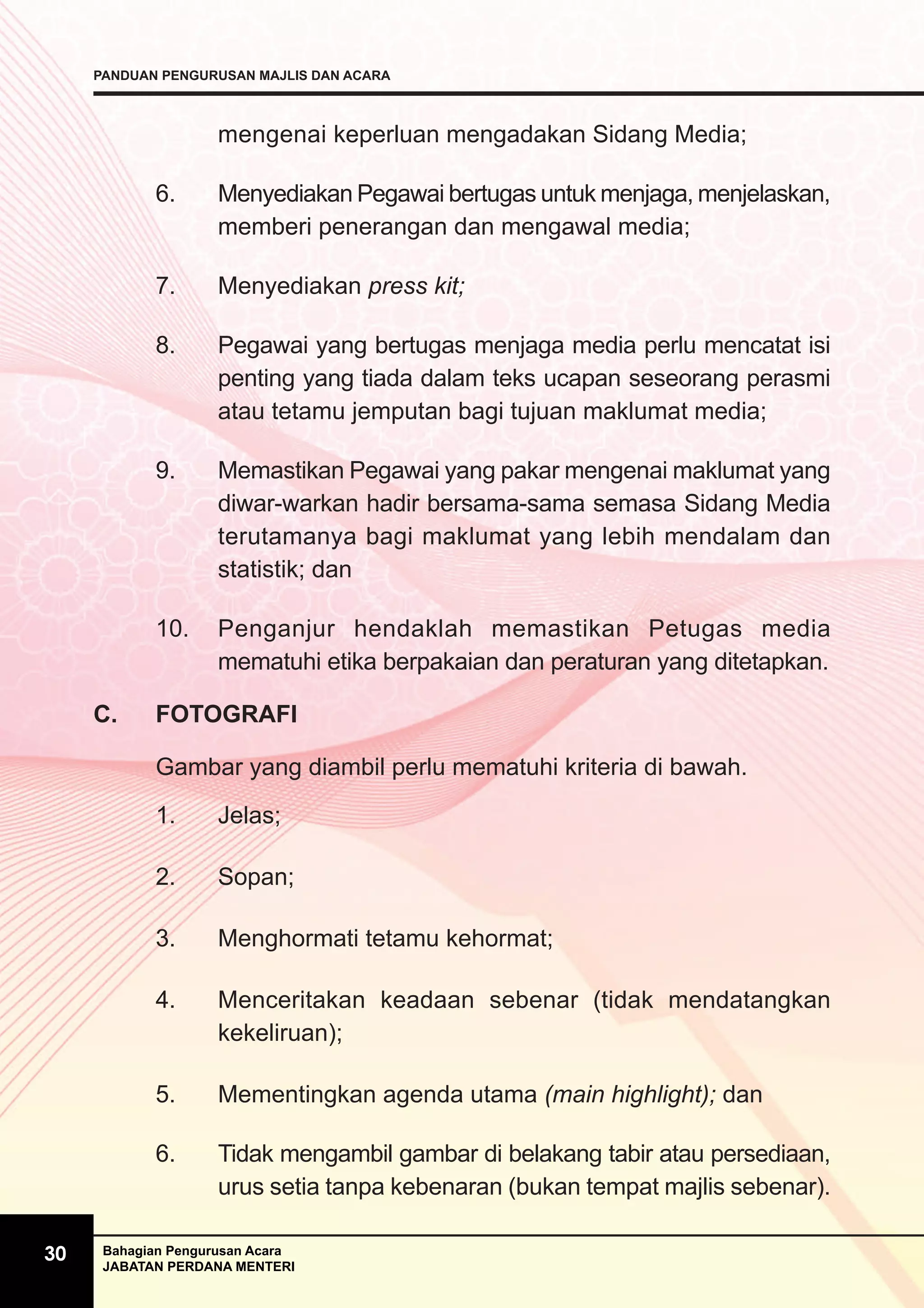 Panduan Pengurusan Majlis Rasmi | PDF