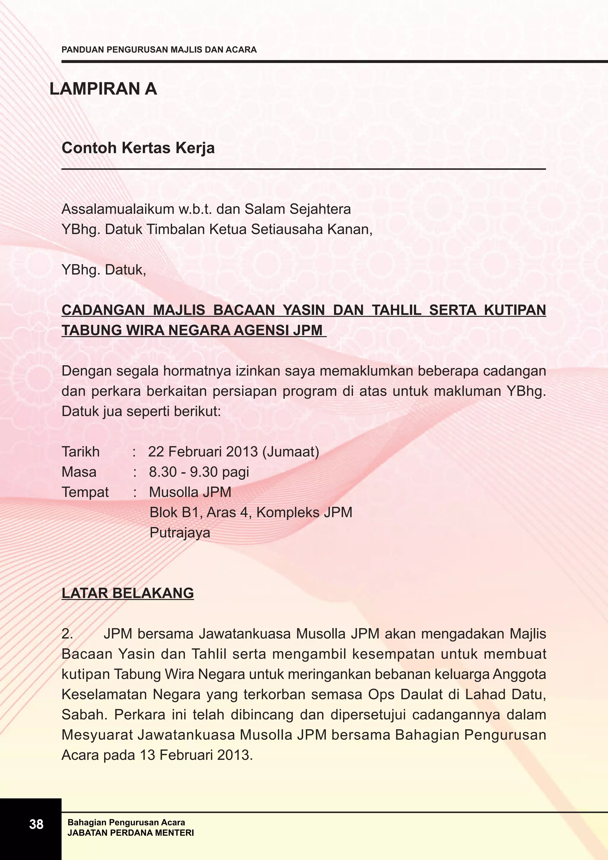 Panduan Pengurusan Majlis Rasmi | PDF