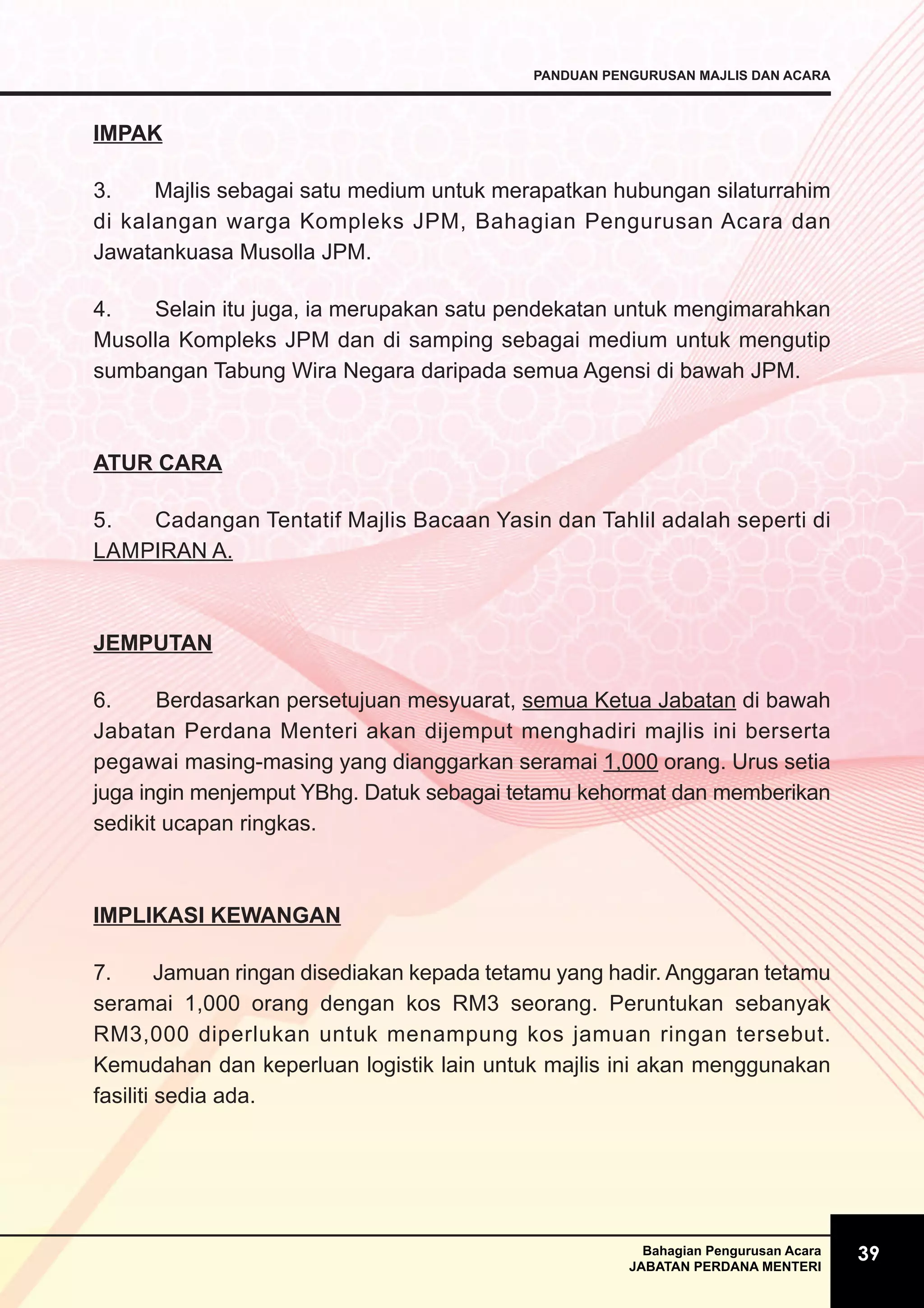 Panduan Pengurusan Majlis Rasmi | PDF