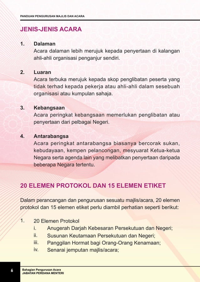 Panduan Pengurusan Majlis Rasmi | PDF