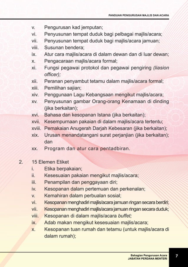 Panduan Pengurusan Majlis Rasmi | PDF