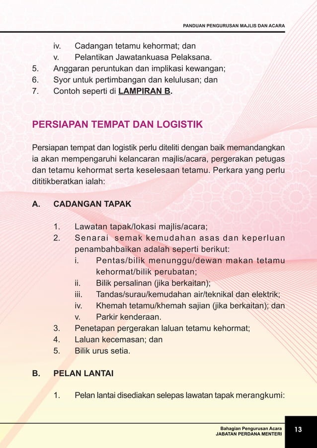 Panduan Pengurusan Majlis Rasmi | PDF