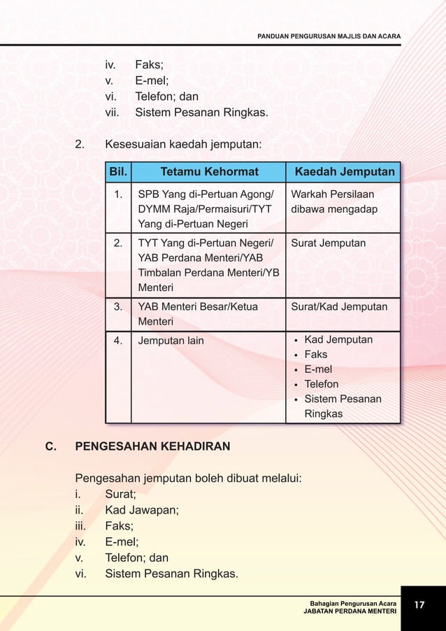 Panduan Pengurusan Majlis Rasmi | PDF