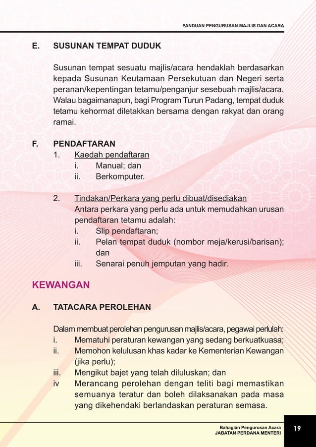 Panduan Pengurusan Majlis Rasmi | PDF