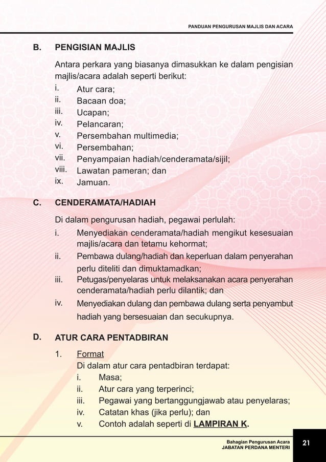 Panduan Pengurusan Majlis Rasmi | PDF