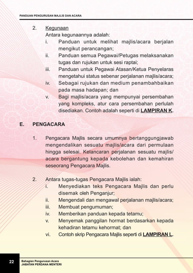 Panduan Pengurusan Majlis Rasmi | PDF