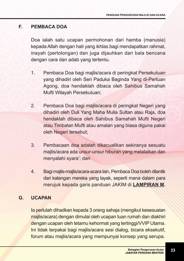 Panduan Pengurusan Majlis Rasmi | PDF