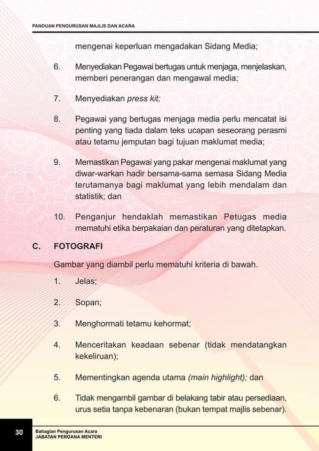 Panduan Pengurusan Majlis Rasmi | PDF
