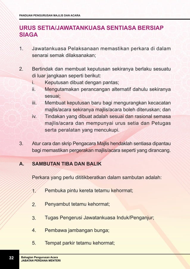 Panduan Pengurusan Majlis Rasmi | PDF