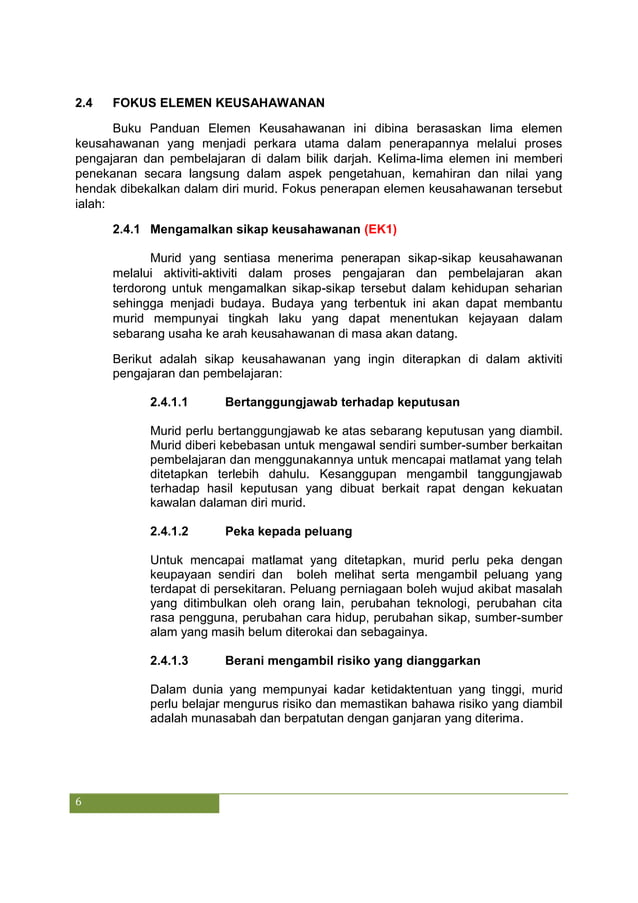 Buku panduan elemen keusahawanan | PDF