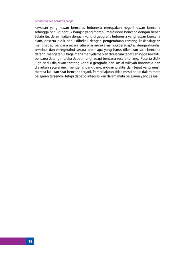 Buku panduan guru pendidikan prb banjir sdmi, puskur, undp | PDF