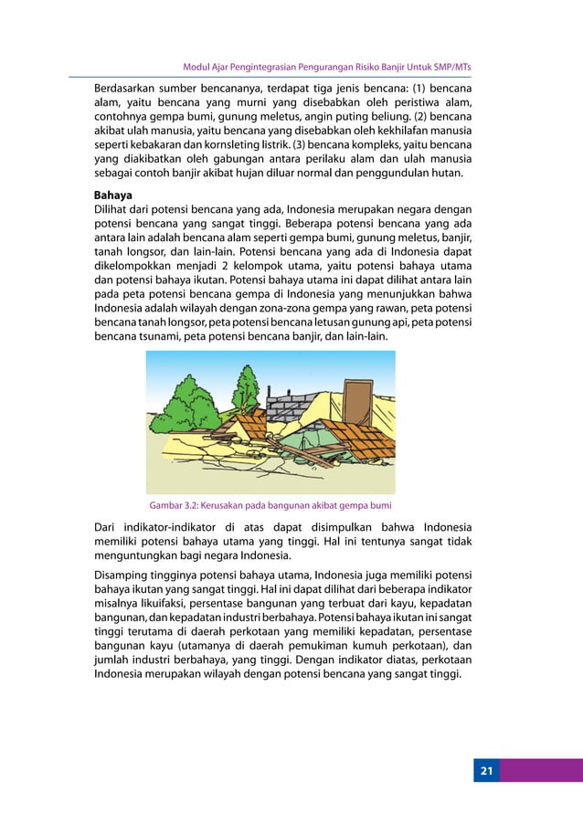 Buku panduan guru pendidikan prb banjir smp, puskur, undp | PDF