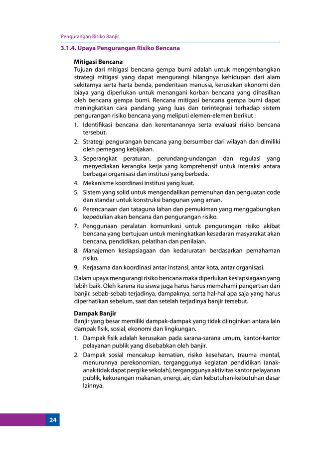 Buku panduan guru pendidikan prb banjir smp, puskur, undp | PDF