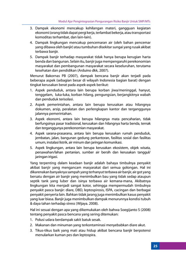 Buku panduan guru pendidikan prb banjir smp, puskur, undp | PDF