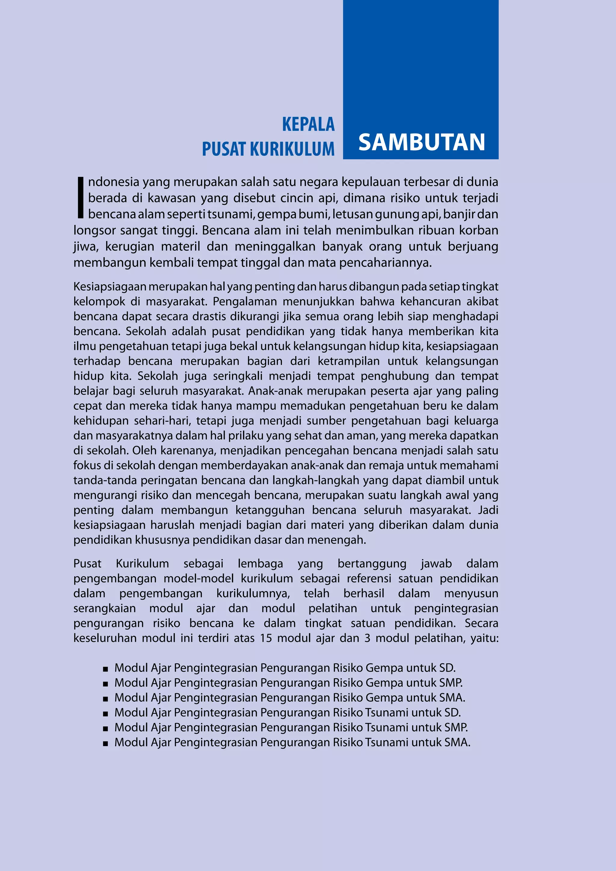 Buku panduan guru pendidikan prb gempa bumi sd, puskur, undp | PDF