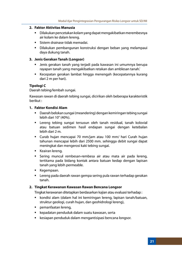 Buku panduan guru pendidikan prb longsor sdmi, puskur, undp | PDF