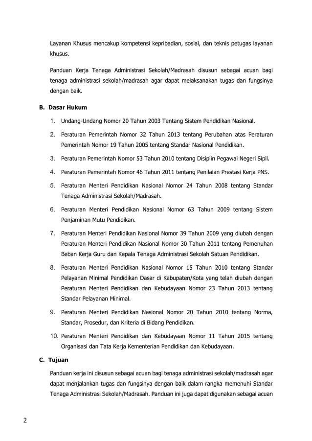 Buku panduan kerja tenaga administrasi sekolah | PDF