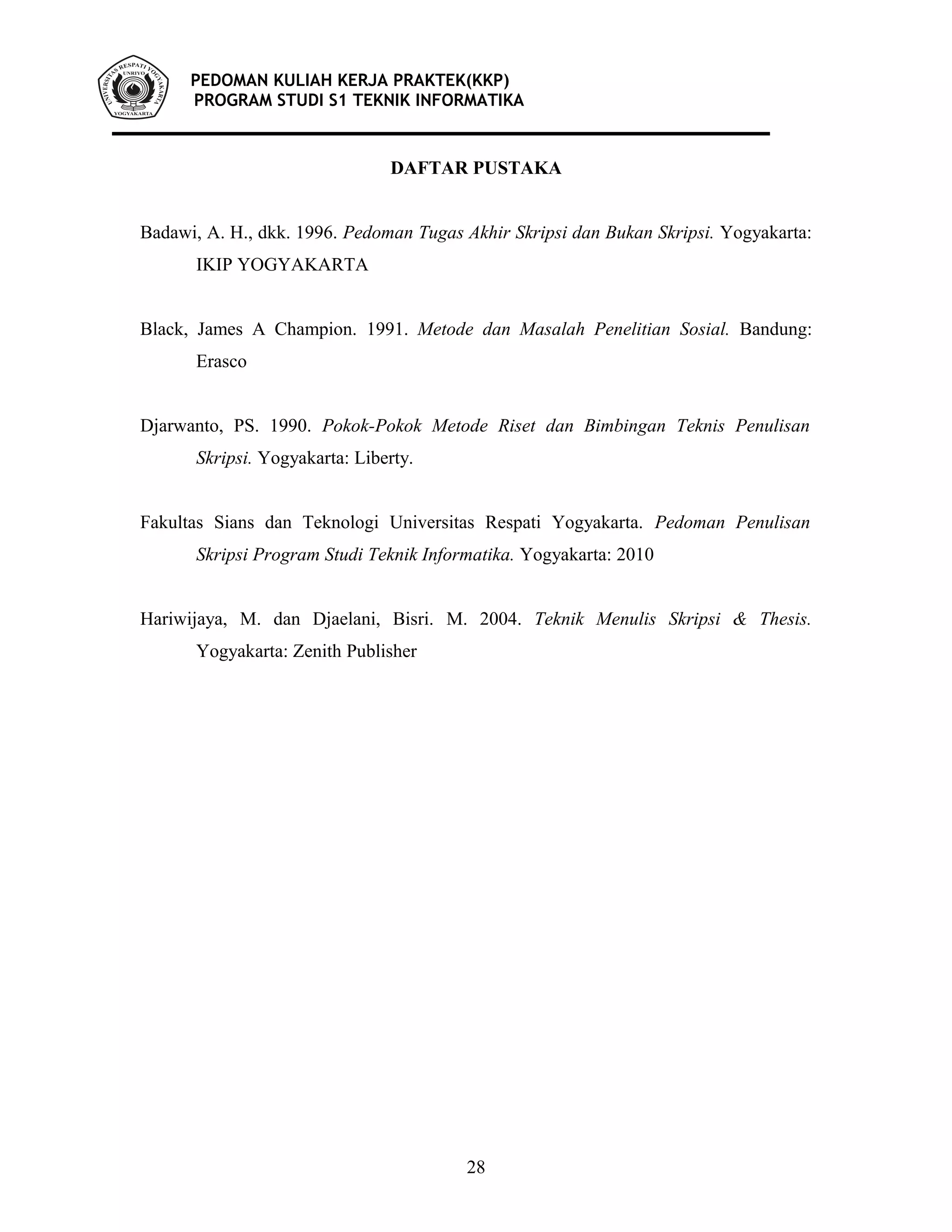 Buku panduan kkp ti 2010 | PDF