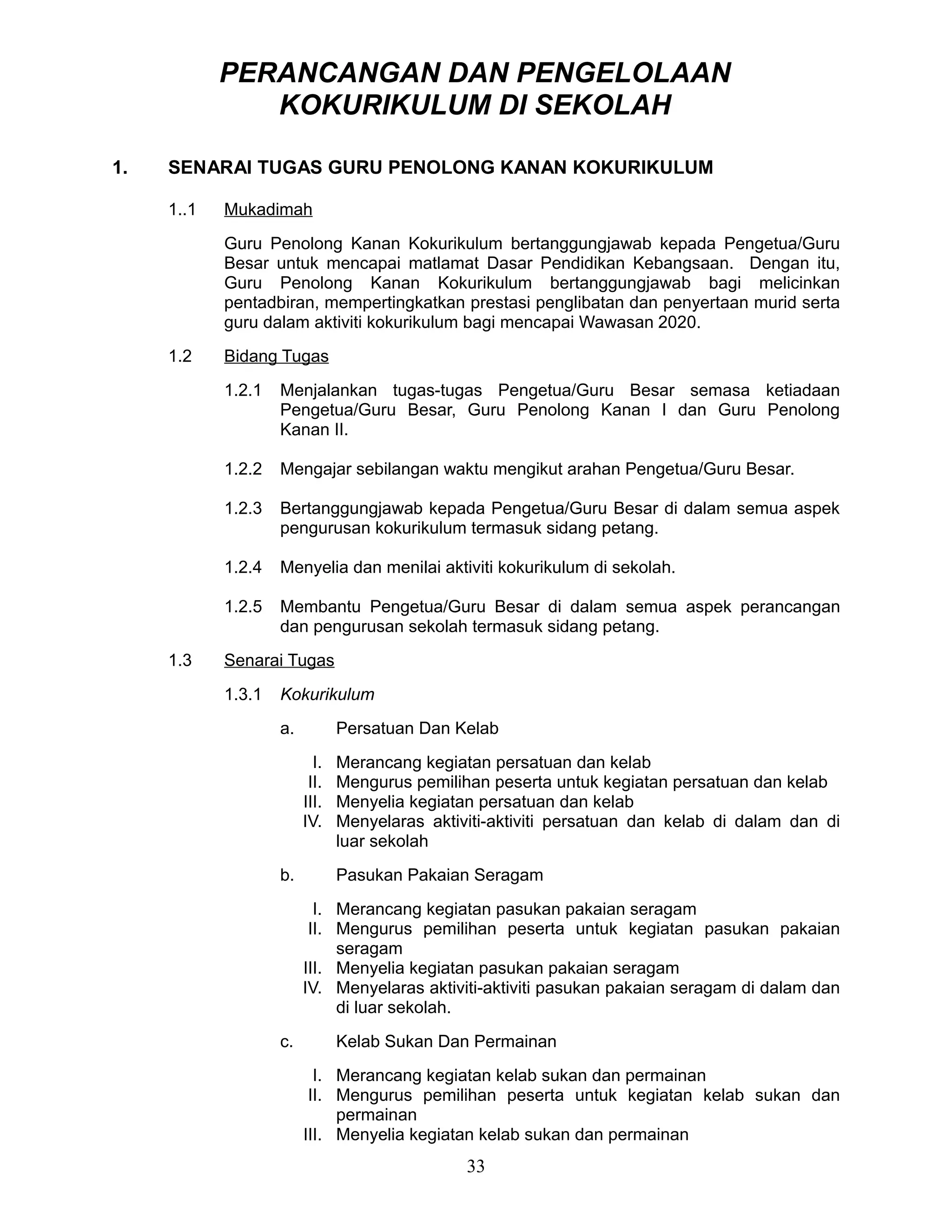 Buku panduan kokurikulum | PDF