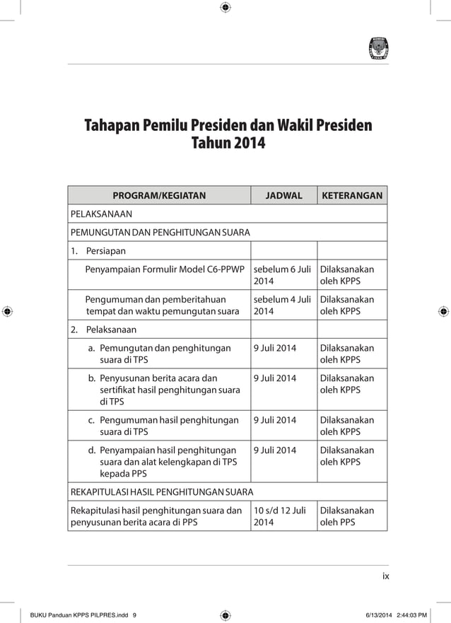 Buku panduan kpps pilpres | PDF