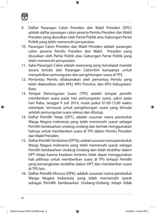 Buku panduan kpps pilpres | PDF