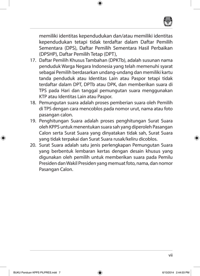 Buku panduan kpps pilpres | PDF