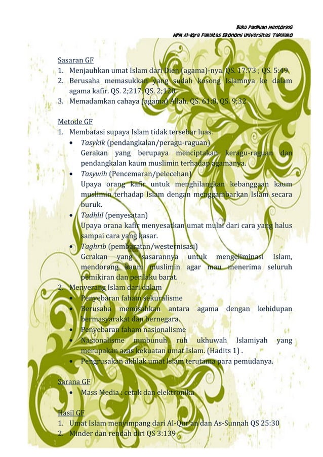 Buku Panduan Mentoring MPM Al-Iqra' FE-UNTAD | PDF