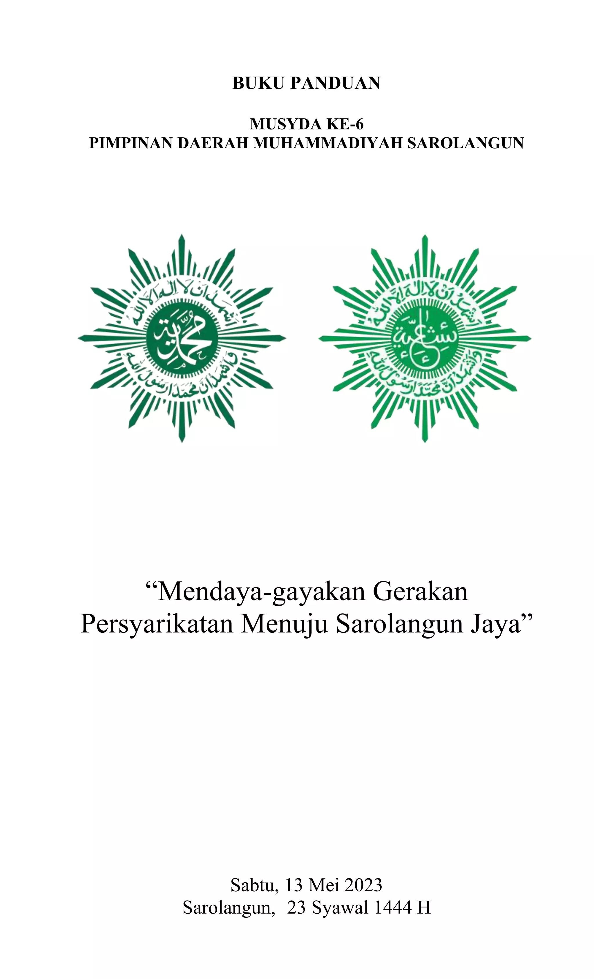 buku panduan MUSYDA KE-6 Muhammadiyah Sarolangun | DOC